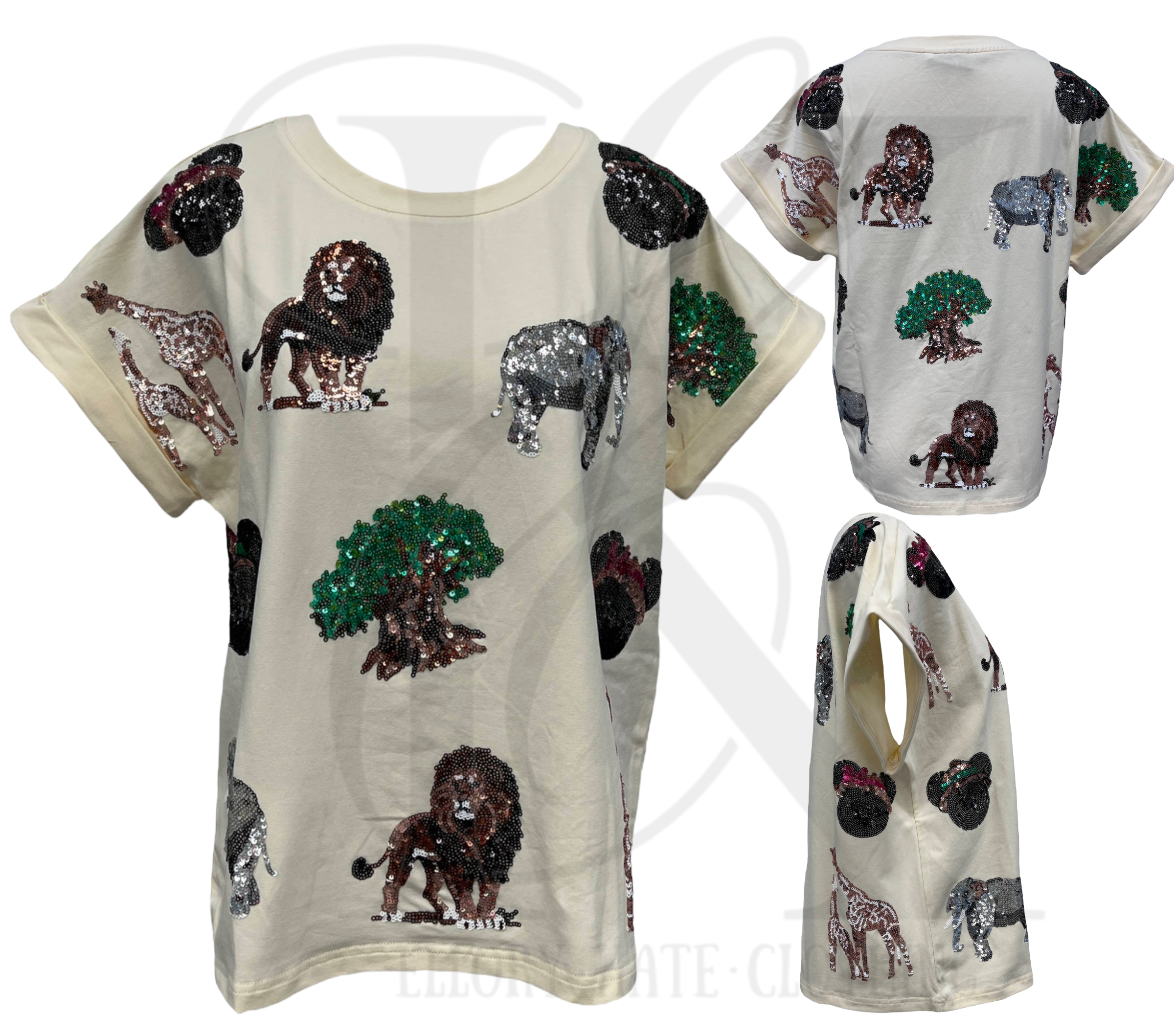 RTS - Safari Sequin - Tee - Adult – Ellory Kate Clothing & The Pink Pelican